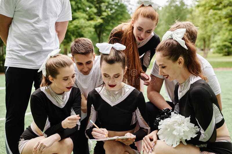 Girl Planning the Performance of Cheerleader Team Stock Photo - Image ...