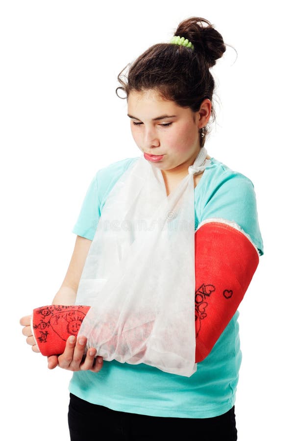 Girl with Plaster Cast Pouting Stock Photo - Image of accident, injured ...
