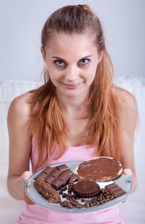 Girl with Plate Full of Sweets Stock Image - Image of person, dieting ...