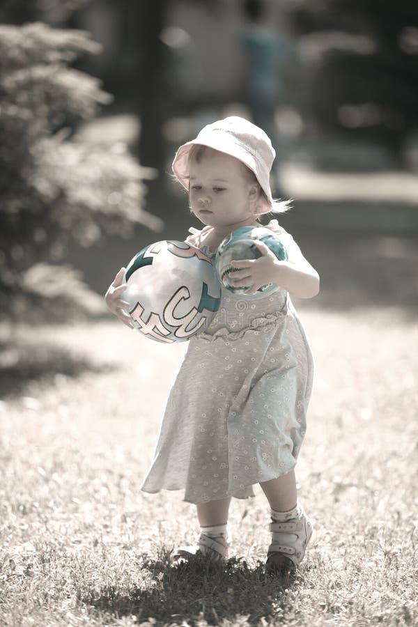 Girl are play the ball stock image. Image of girl, ball - 7639471