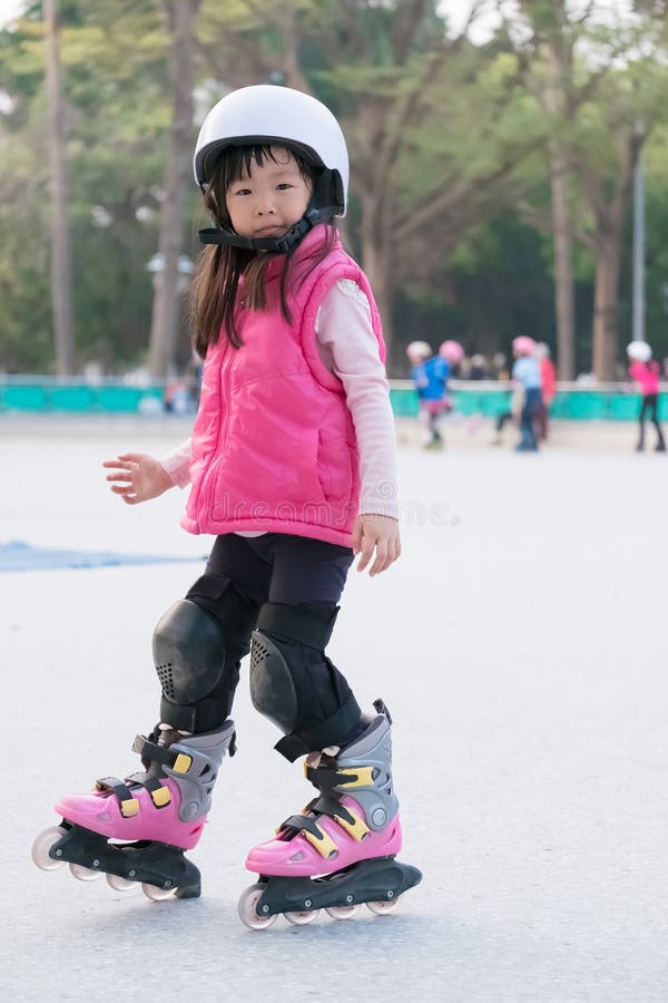 Girl play roller skating stock photo. Image of outdoor - 102569800