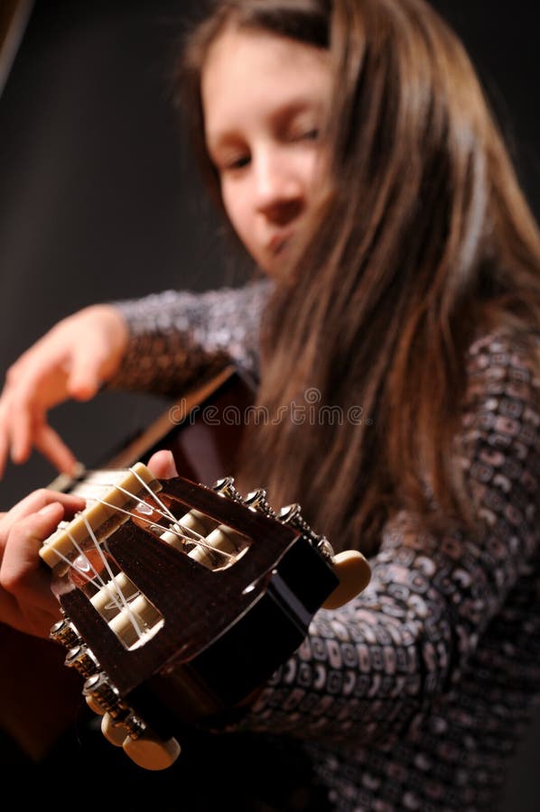 Girl Playing Acoustic Guitar Stock Photo - Image of musician, sound ...