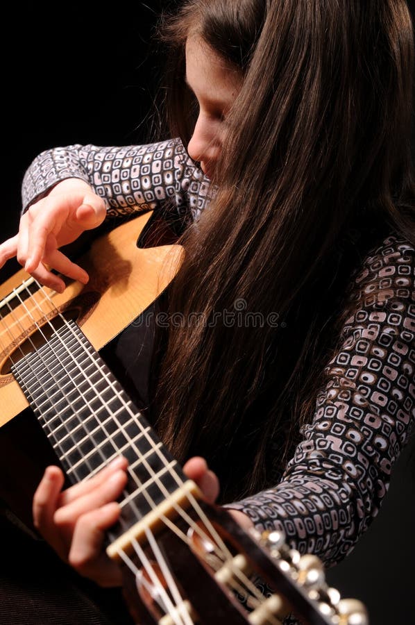 Girl Playing Acoustic Guitar Stock Photo - Image of acoustic, chord ...