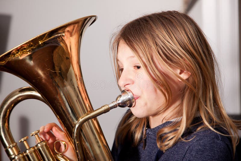 Girl playing baritone stock image. Image of jamming, female - 49348233