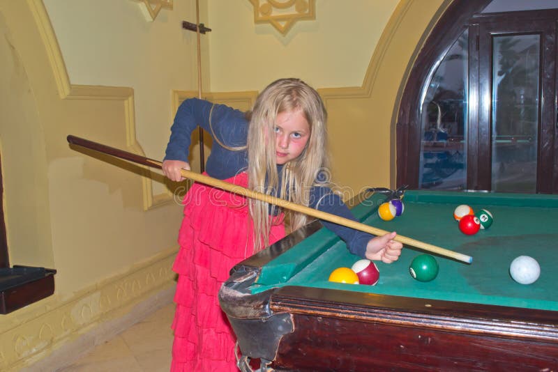 Girl playing billiards stock photo. Image of play, layout - 38920552