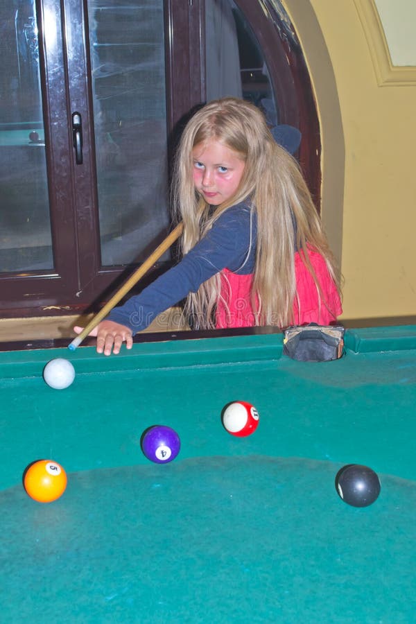 Girl playing billiards stock image. Image of gentle, baby - 38920783