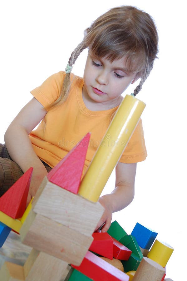 Girl playing with blocks stock photo. Image of child, cube - 9282368