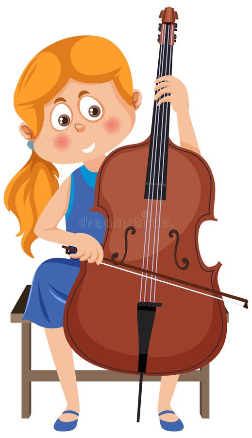 A girl playing cello stock vector. Illustration of graphic - 260504546