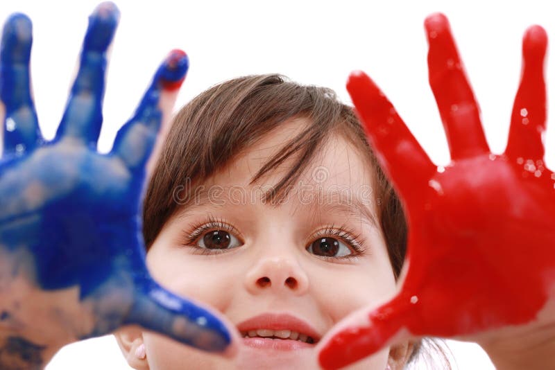 Girl playing with colors stock photo. Image of baby, hello - 27358842