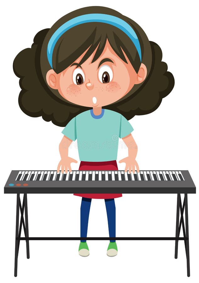 Cartoon Girl Playing Keyboard Stock Illustrations – 317 Cartoon Girl ...