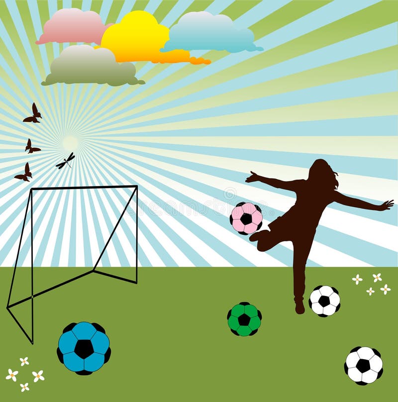 Girl Playing Football Stock Illustrations – 3,847 Girl Playing Football ...