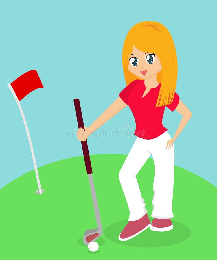 Girl Playing Golf stock vector. Illustration of lady, cartoon - 2809962