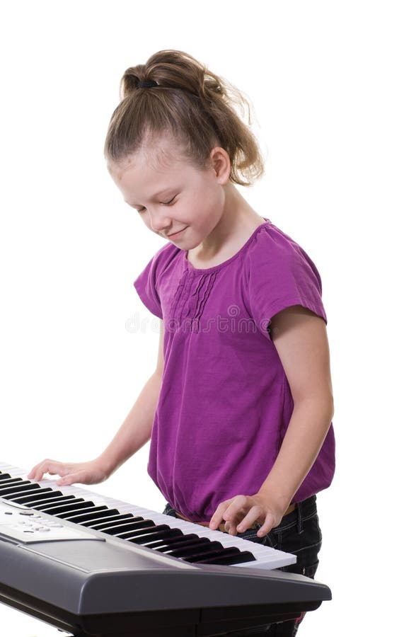 Girl playing keyboard stock image. Image of happy, keyboard - 24435417