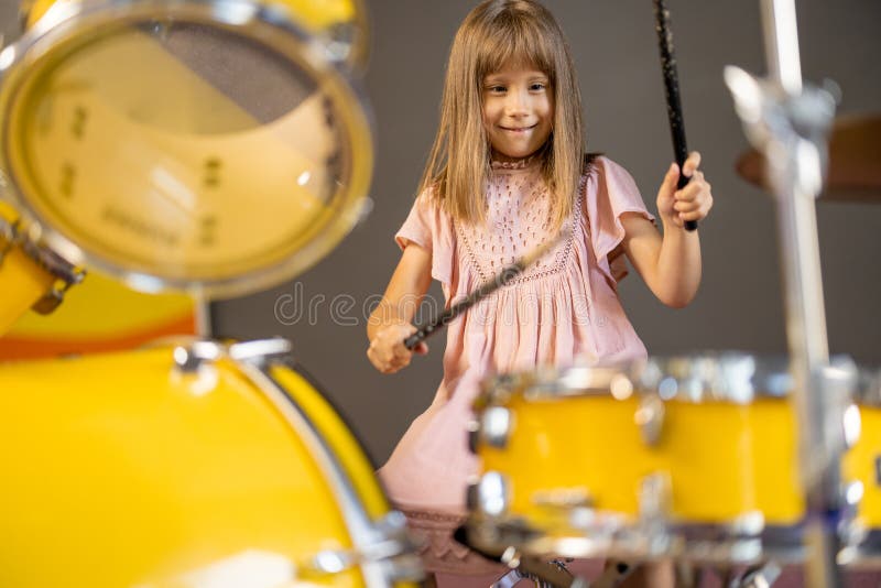 Girl Playing on a Real Drums, Stock Image - Image of girl, yellow ... Girl Playing on a Real Drums, Stock Image - Image of girl, yellow ...