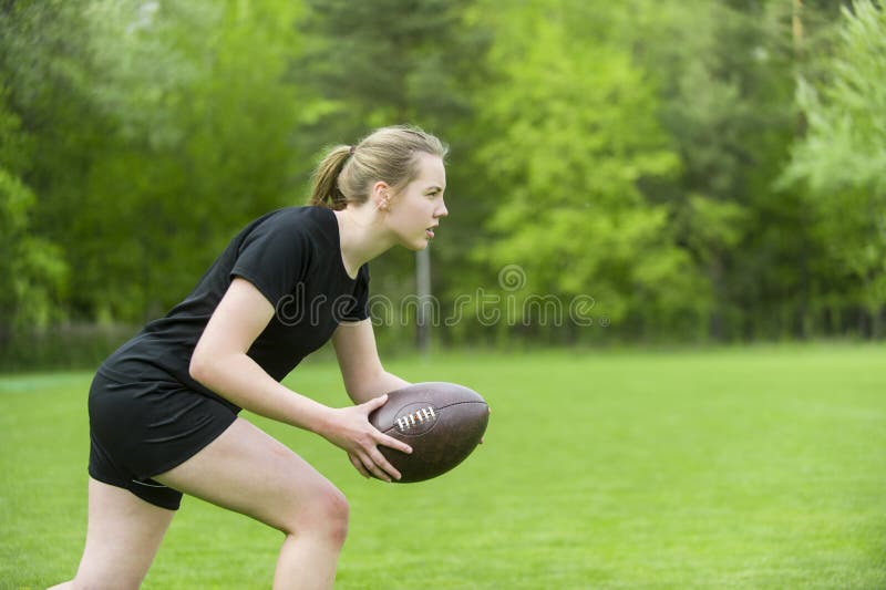 Girl Playing Rugby Together Outside in Summer Stock Image - Image of ...