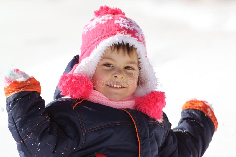 Crying baby on the snow stock photo. Image of precious - 4685026