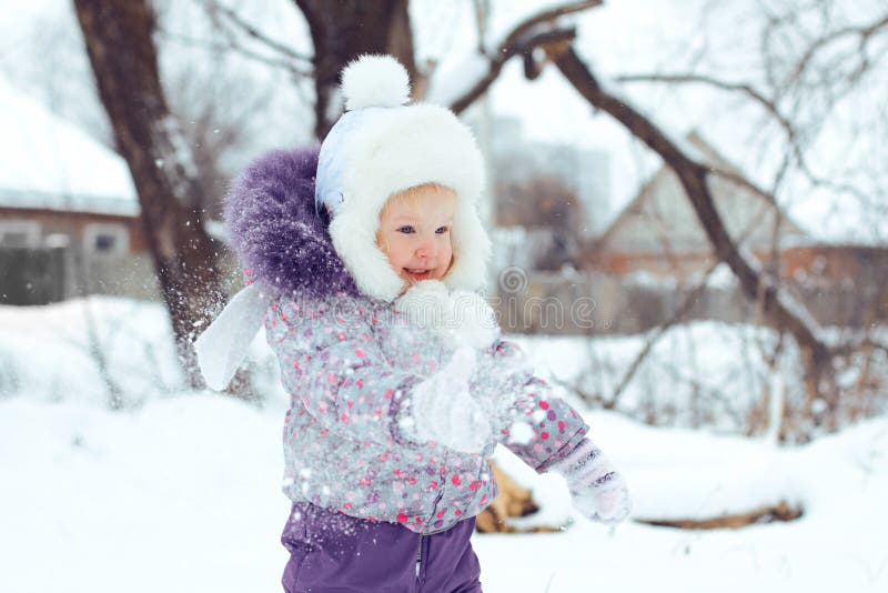 Girl playing snow stock photo. Image of snow, children - 39902904
