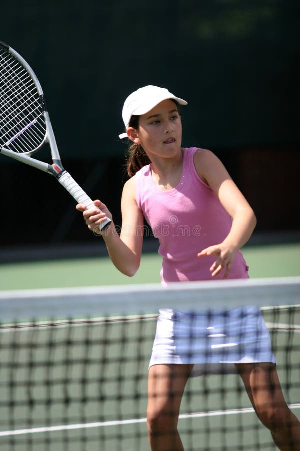 Girl playing tennis stock image. Image of white, open, play - 124457
