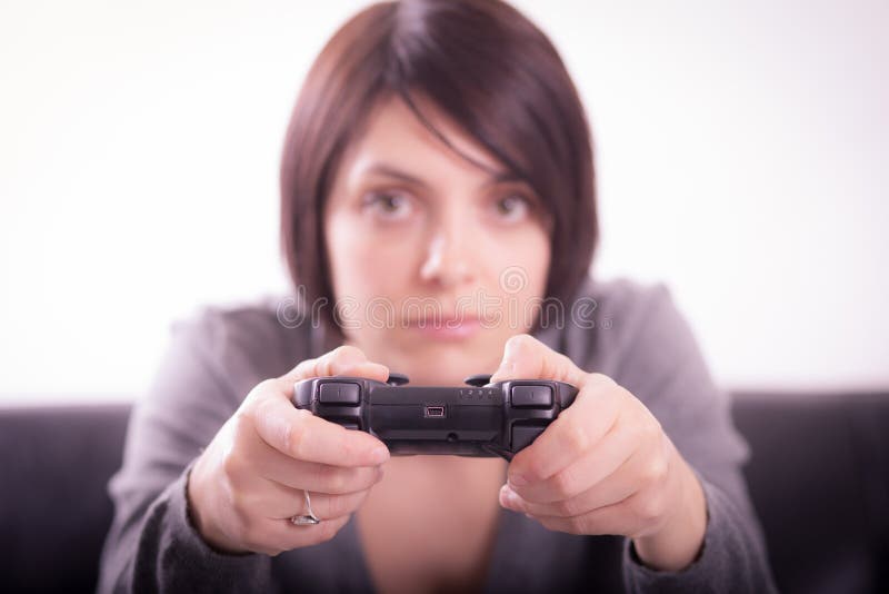 Girl playing video games stock image. Image of beautiful - 31354729