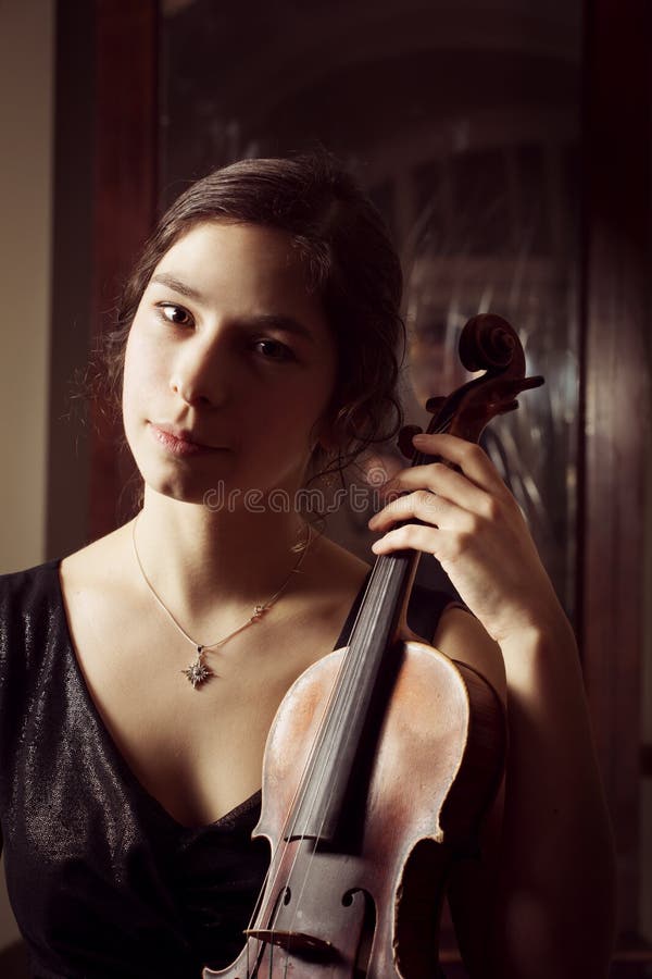 Portrait of a Girl Playing Violin Stock Image - Image of instrument ...