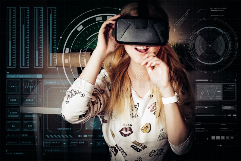 Girl Playing in Virtual Reality Stock Image - Image of gamer, girl ...