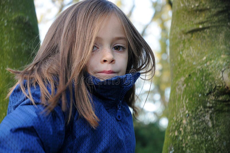 Girl Plays Outside in a Park Stock Image - Image of fall, forest: 194652323