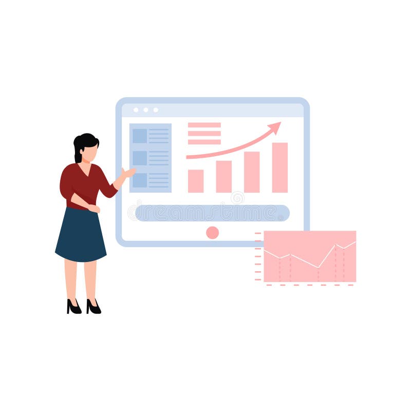 The Girl is Pointing at the Business Graph Stock Illustration ...