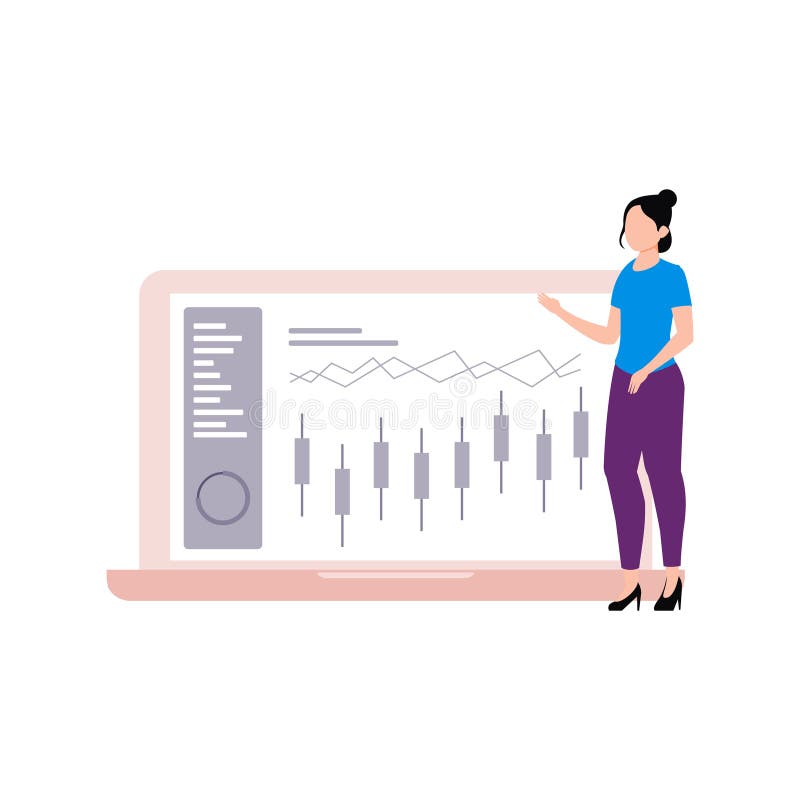 A Girl is Pointing at a Candlestick Graph Stock Illustration ...