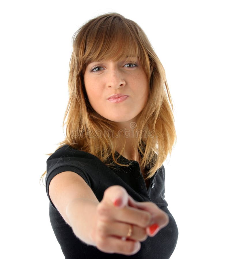 Girl pointing her finger stock image. Image of attractive - 2319225