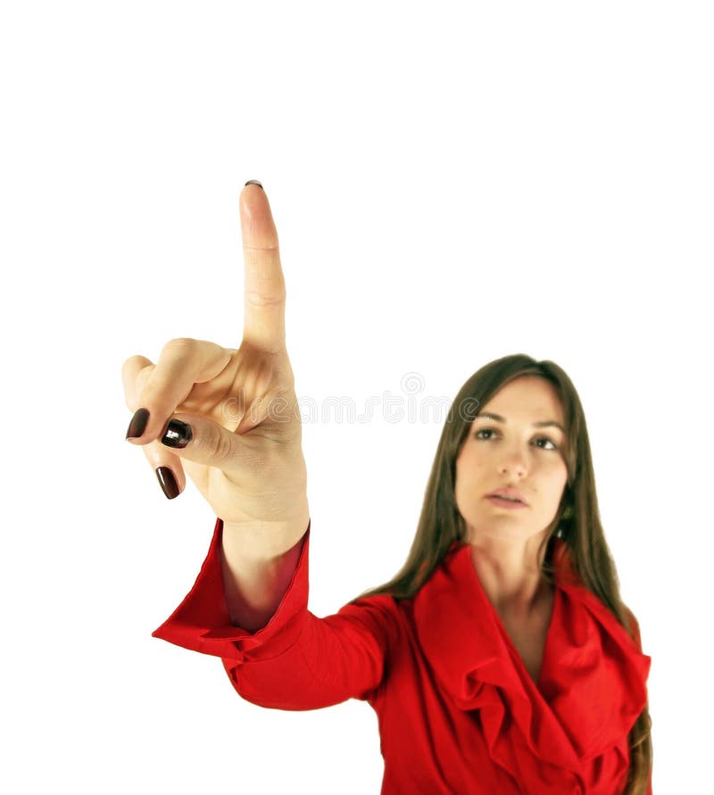 Girl With Pointing Something Isolated Stock Image - Image of hand ...