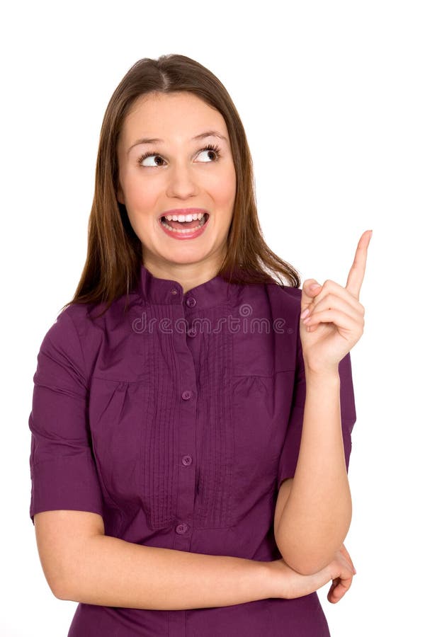 Girl pointing up stock image. Image of shot, happy, studio - 18482967