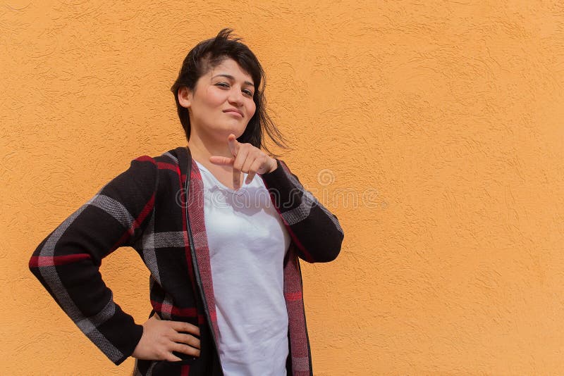 Girl Points Her Hand at You Stock Image - Image of expression, attitude ...