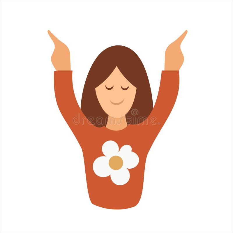 The Girl Points Her Hands in Different Directions. Illustration of ...