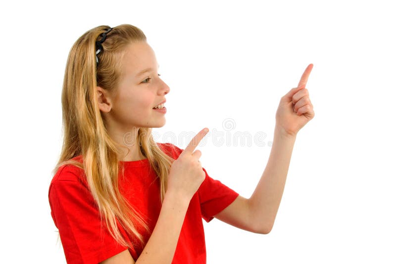 Girl is pointing stock photo. Image of indicate, girl - 13630790