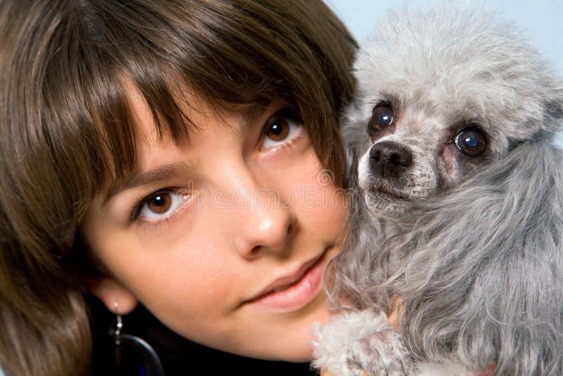 Girl with poodle stock photo. Image of healthy, devoted - 16755226