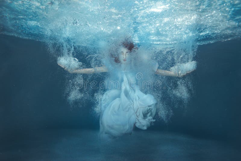 Girl in the Pool among the Bubbles. Stock Image - Image of relaxation ...