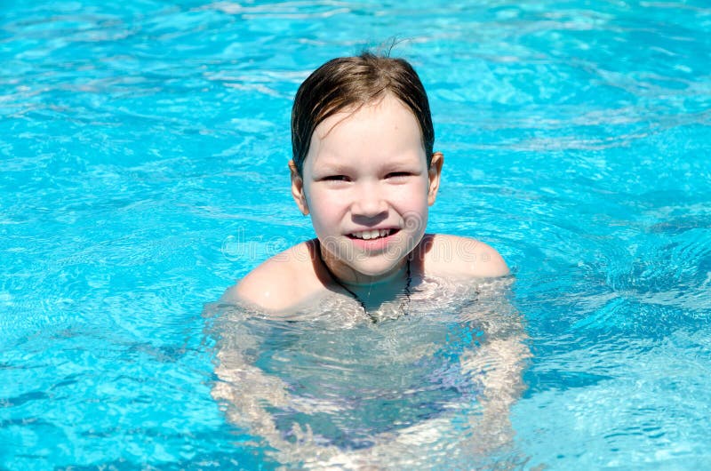 Girl in the pool stock image. Image of pool, child, outdoor - 56660221