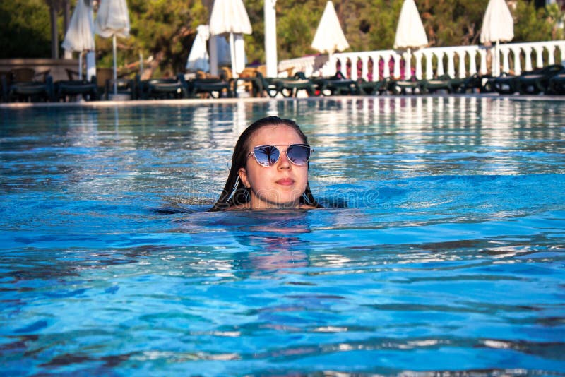 Girl in the pool stock photo. Image of people, young - 109199922