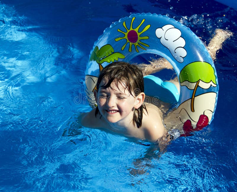 Girl in pool stock photo. Image of tablet, happy, pool - 31568982
