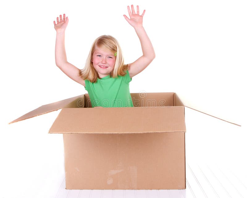 Girl popping out of box stock image. Image of happiness - 26292421