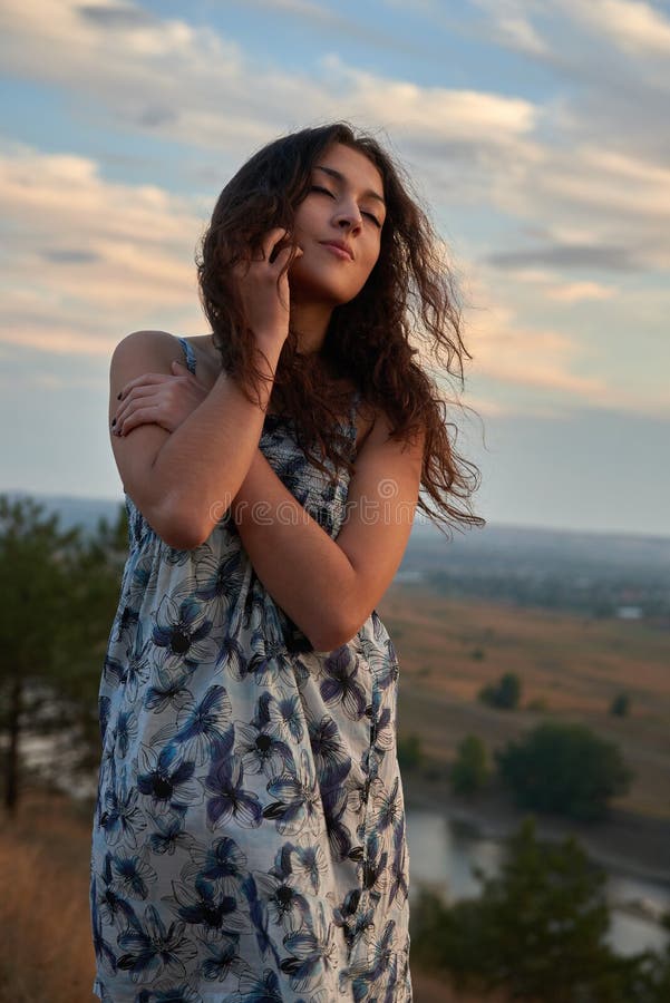 Girl Portrait Sunset Plain Background Stock Photos - Free & Royalty ...