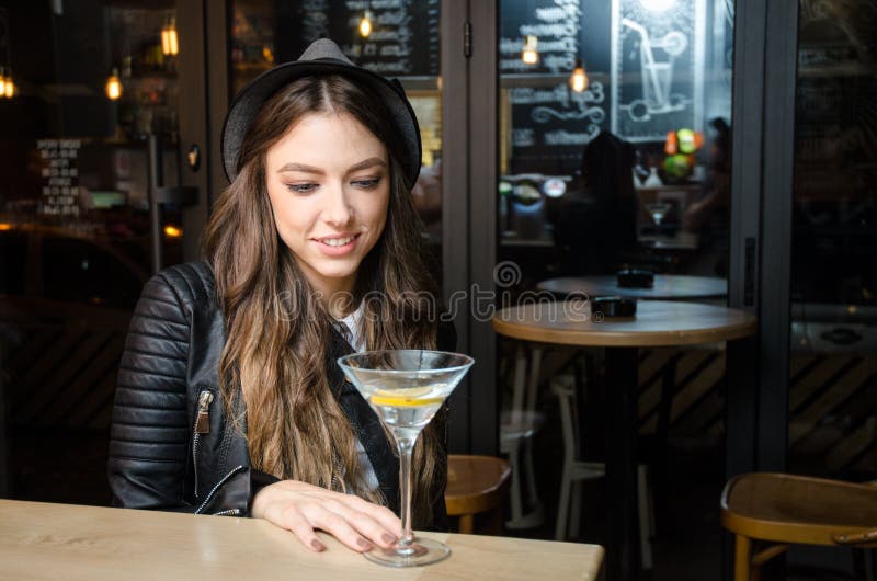 Girl portrait stock image. Image of clothes, cafe, drinking - 79964785