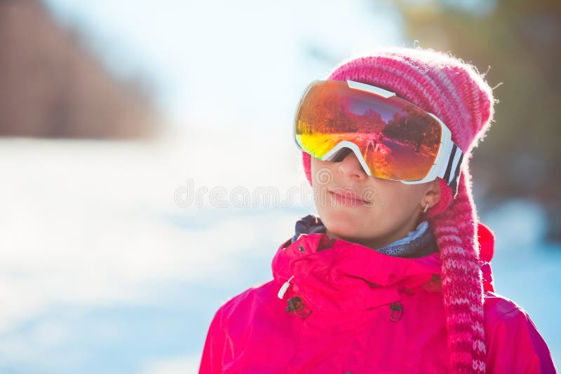 Girl Portrait in Ski Google Stock Photo - Image of helmet, extreme ...