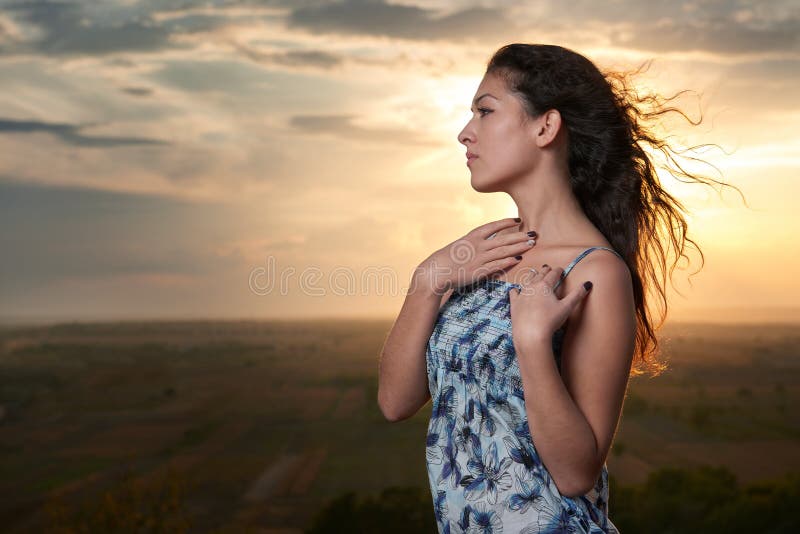 Girl Portrait Sunset Plain Background Stock Photos - Free & Royalty ...