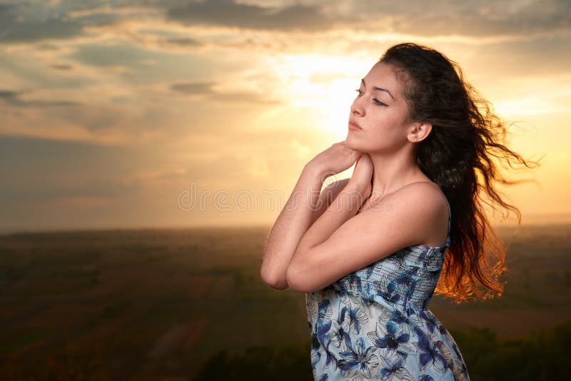 Girl Portrait Sunset Plain Background Stock Photos - Free & Royalty ...