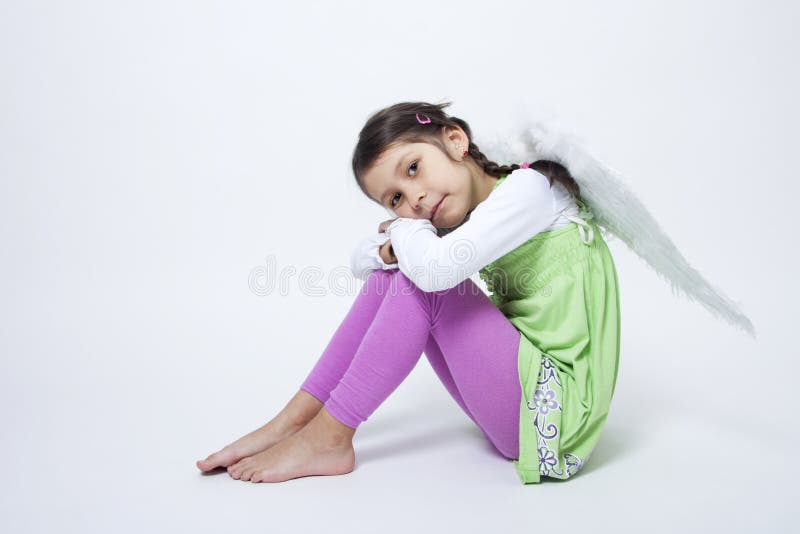 Girl portrait with wings stock image. Image of little - 18018307