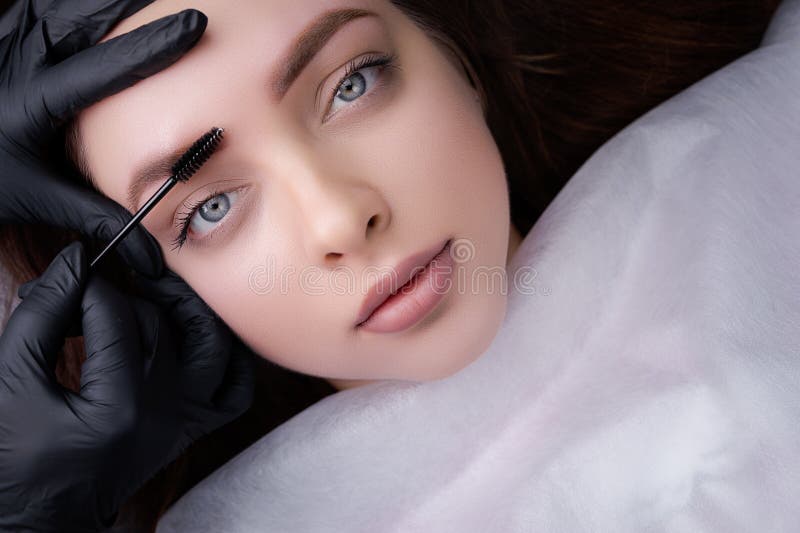 PMU Procedure, Permanent Eyebrow Makeup. Stock Image - Image of ...