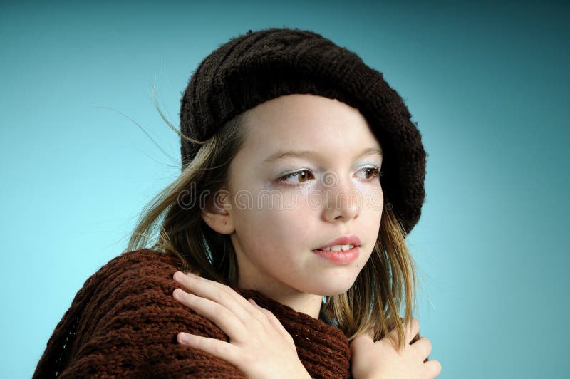 Girl Posing with Brown Accessories Stock Photo - Image of close, flying ...