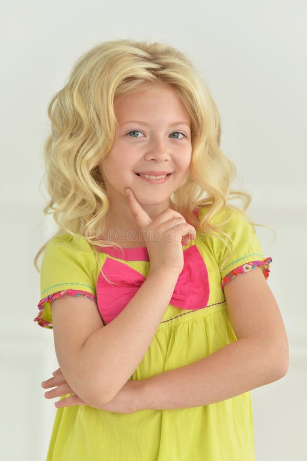 Girl Posing Standing in a White Studio Stock Photo - Image of person ...