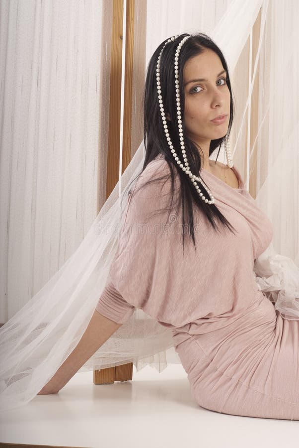 Girl Posing in the Studio Like Princess Stock Image - Image of beauty ...
